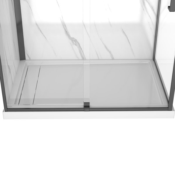 Dreamwerks Bristol 48" W x 32" D x 79.2" H Framed Rectangular Reversible Shower Kit in Black ...